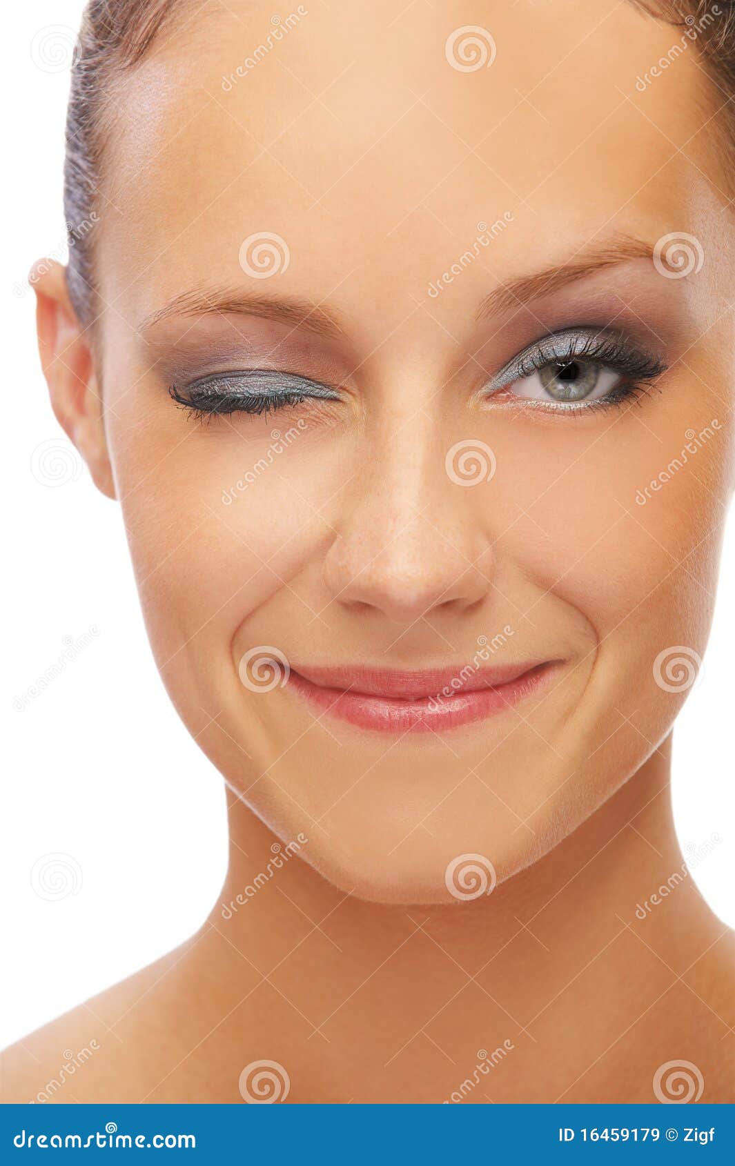 Young Smiling Woman Blinking Stock Image - Image of head, gorgeous ...