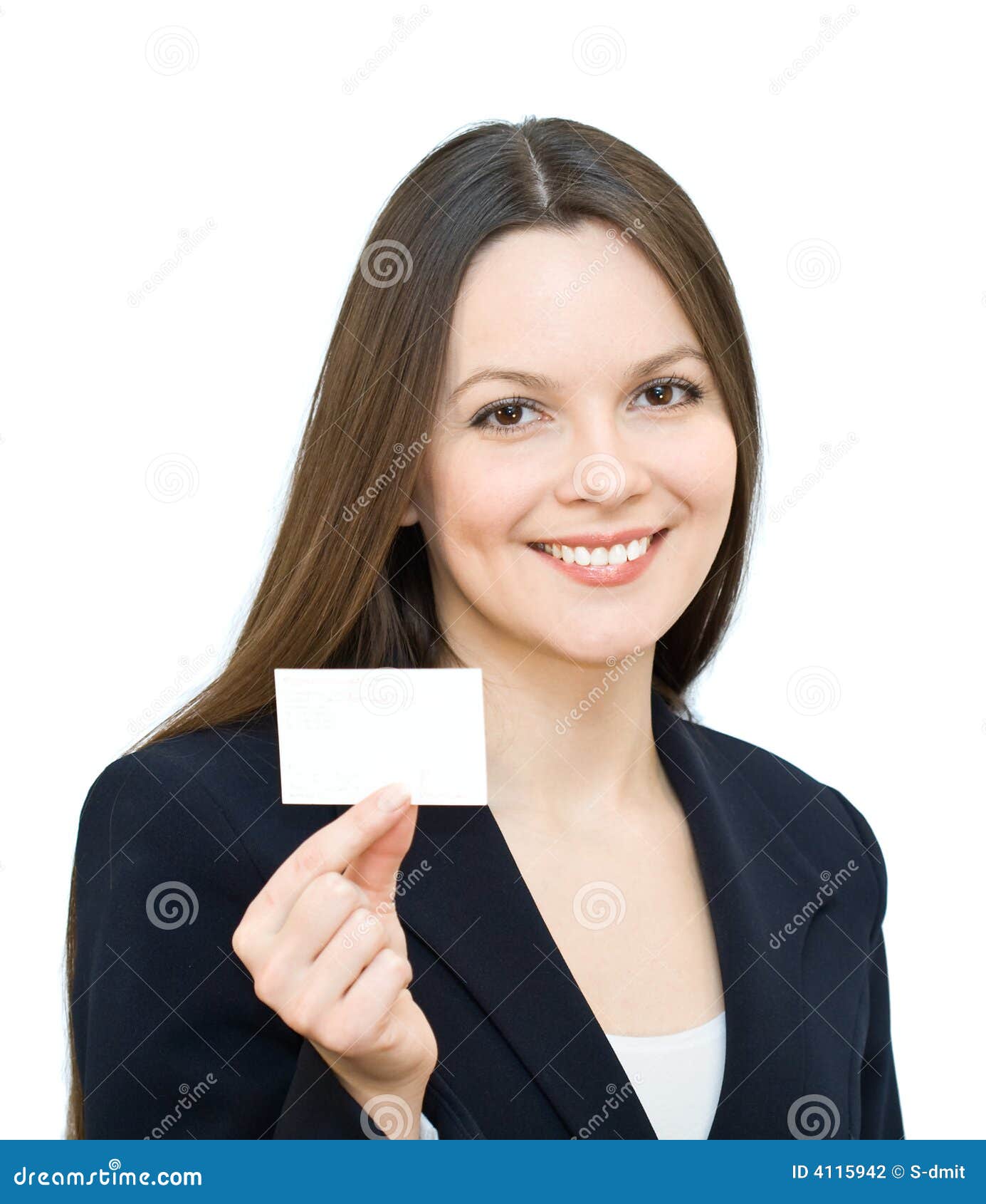 Young Smiling Woman with the Card Stock Photo - Image of finger, female ...