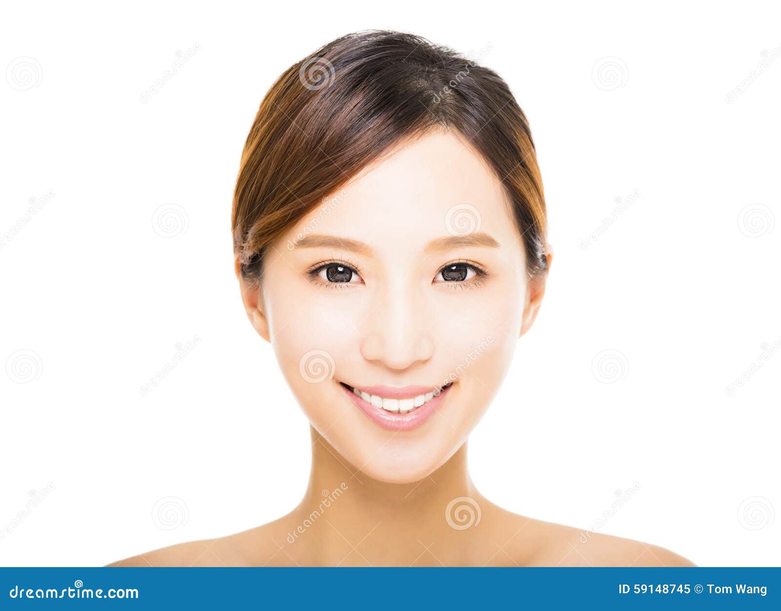 Young Smiling Woman with Clean Face Stock Image - Image of closeup ...