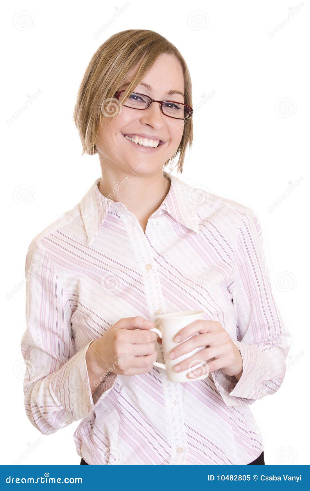 Young Smiling Woman with a Cup of Coffee Stock Image - Image of ...