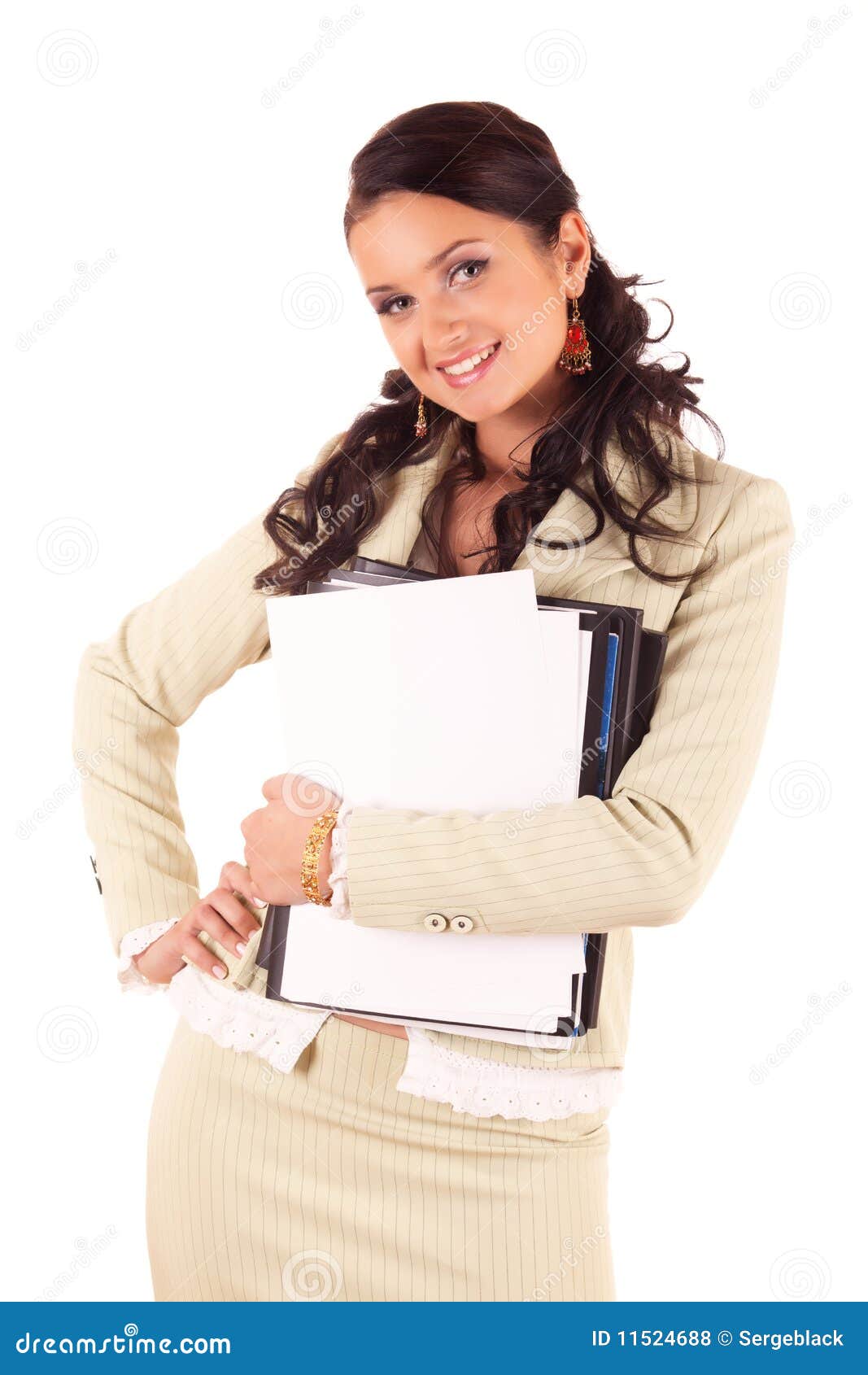 Young Smiling Woman with Documents Stock Photo - Image of woman ...