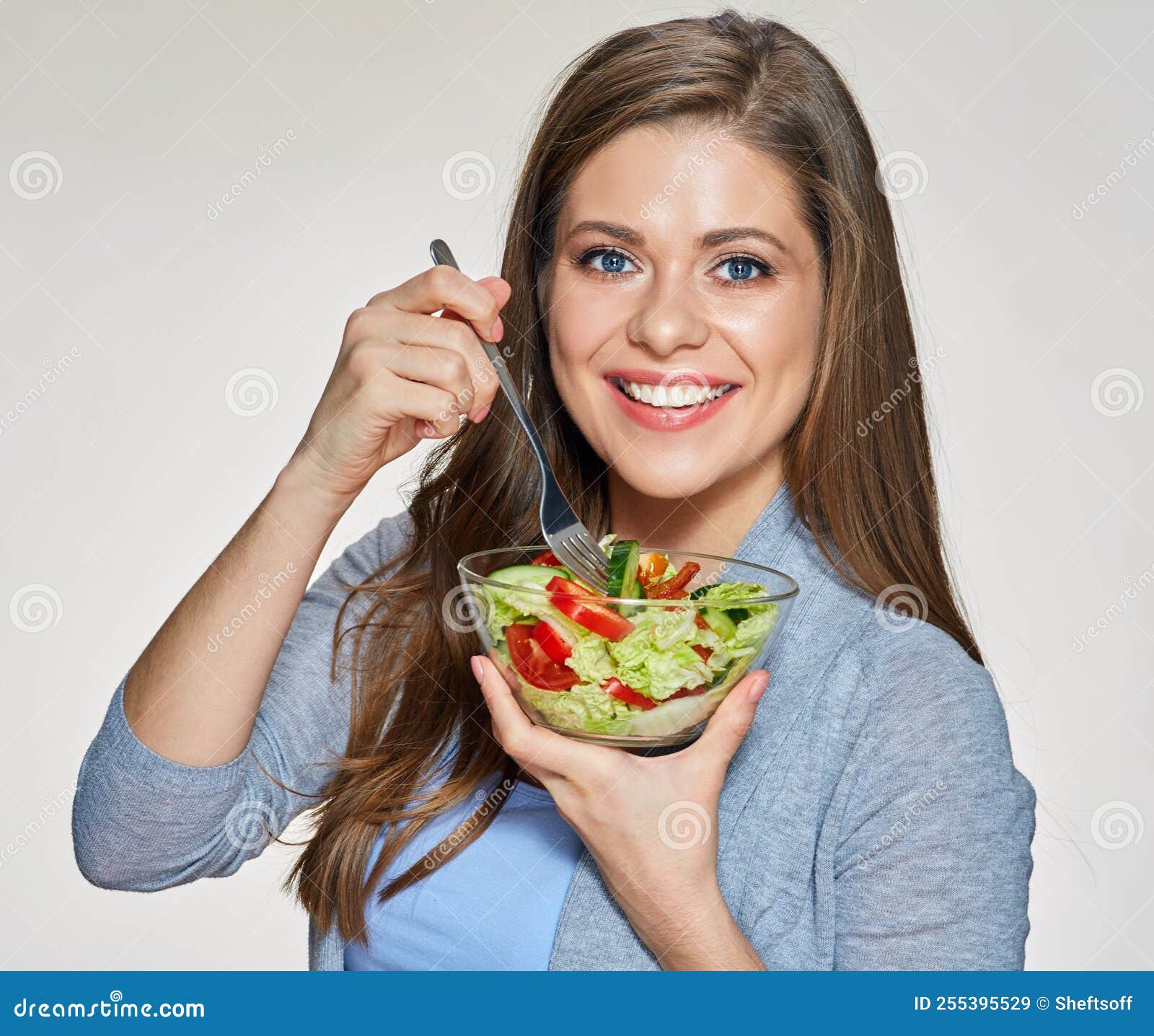 Young Smiling Woman Holding Glass Bowl with Vegetable Salad Stock Image ... Young Smiling Woman Holding Glass Bowl with Vegetable Salad Stock Image ...