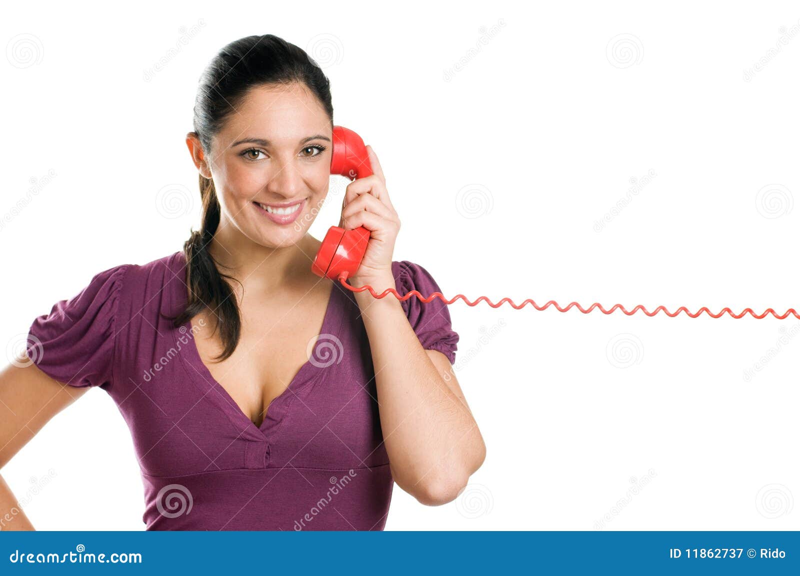 Young Smiling Woman Operator on a Phone Call Stock Image - Image of ...