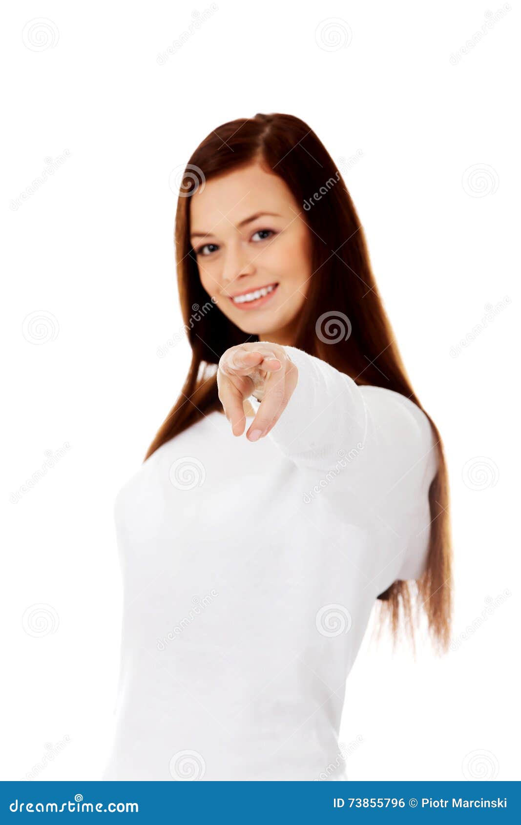 Young Smiling Woman Pointing at the Camera Stock Photo - Image of ...