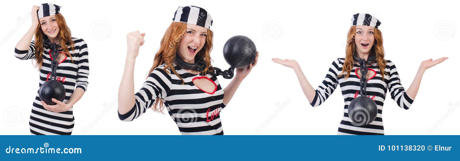 The Young Smiling Woman-prisoner Isolated on White Stock Photo - Image ...