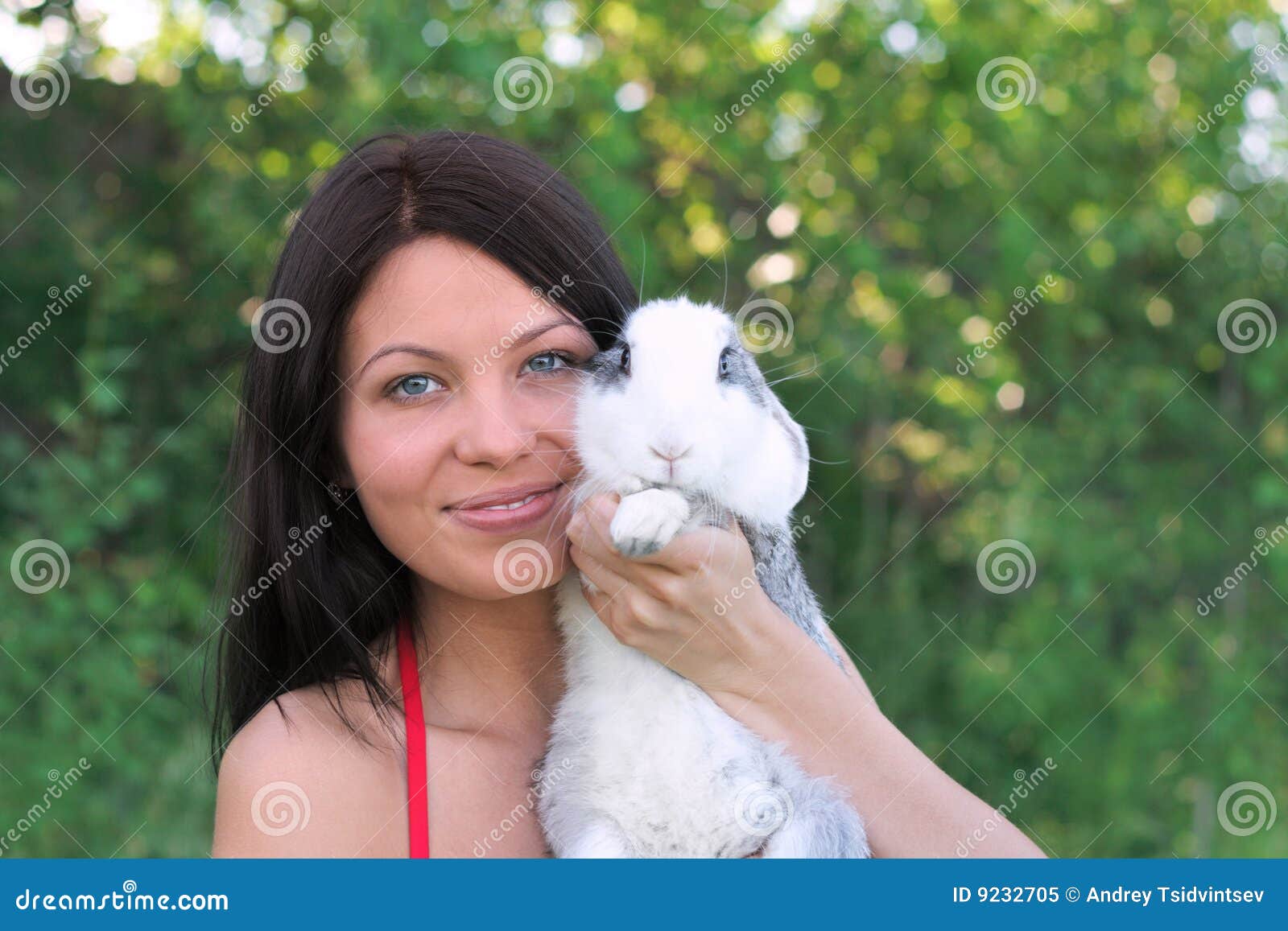 Young Smiling Woman and Rabbit Stock Image - Image of beauty, positive ...