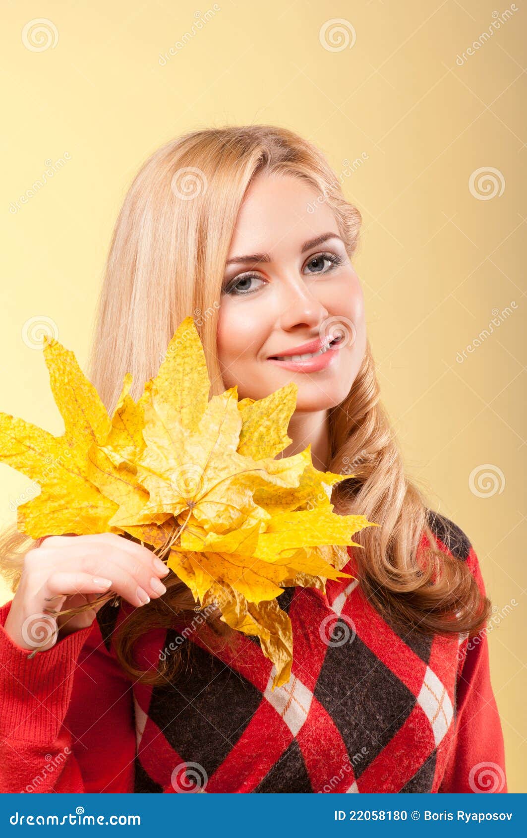 Young Smiling Woman in Red Sweater Stock Photo - Image of pretty ...