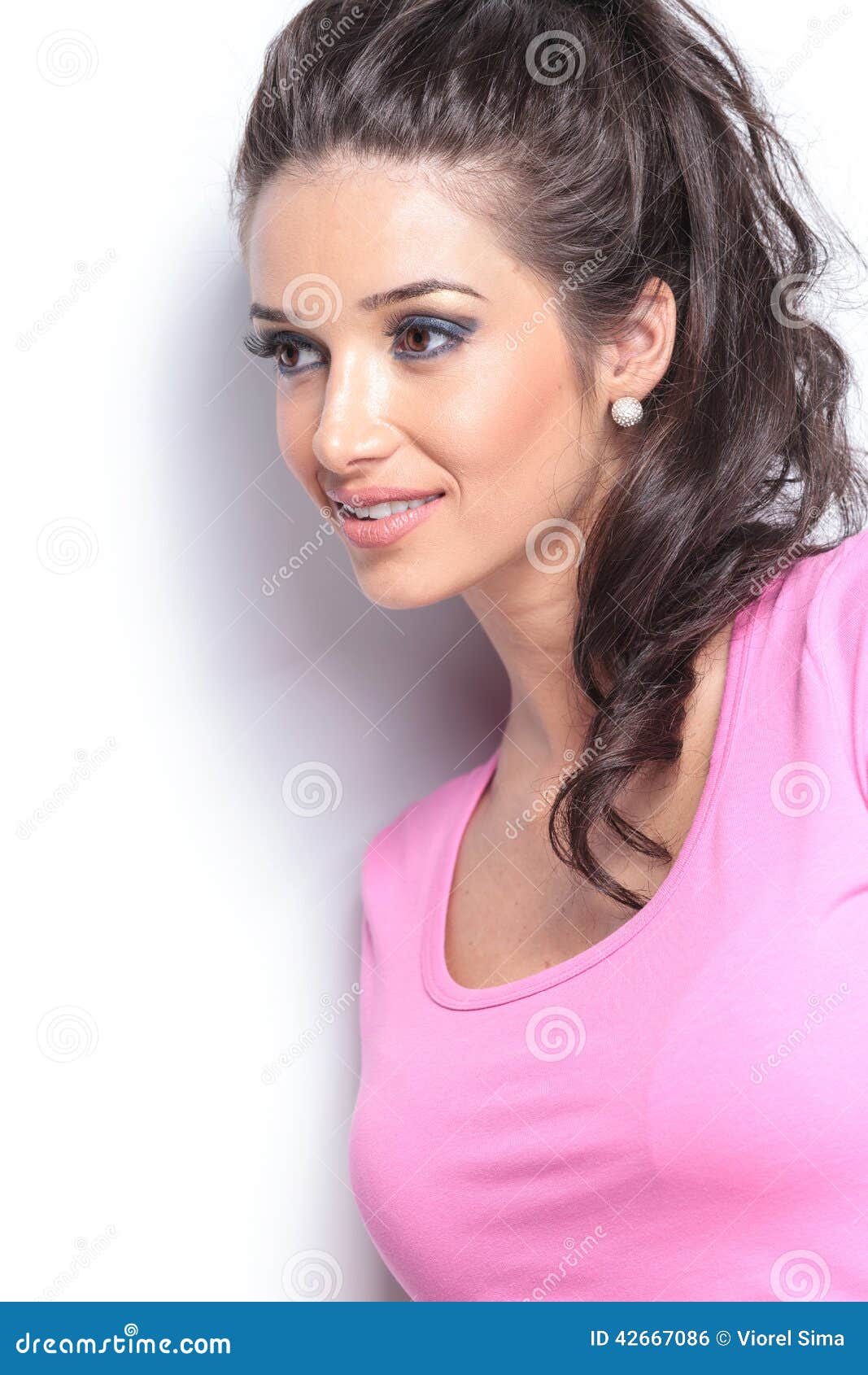 Young Smiling Woman S Face Looking Away Stock Photo - Image of people ...