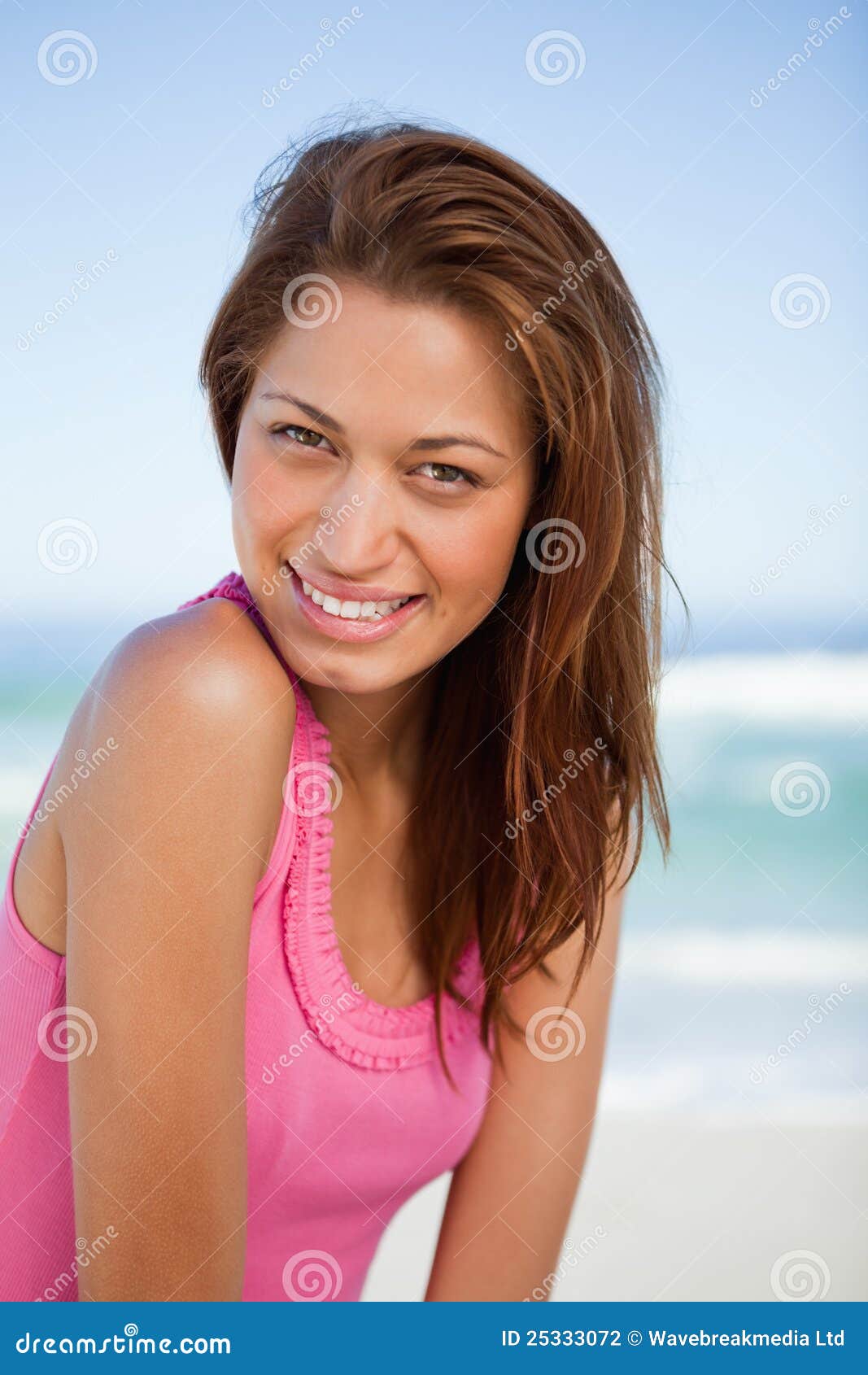 Young Smiling Woman Standing Stock Photo - Image of adult, female: 25333072