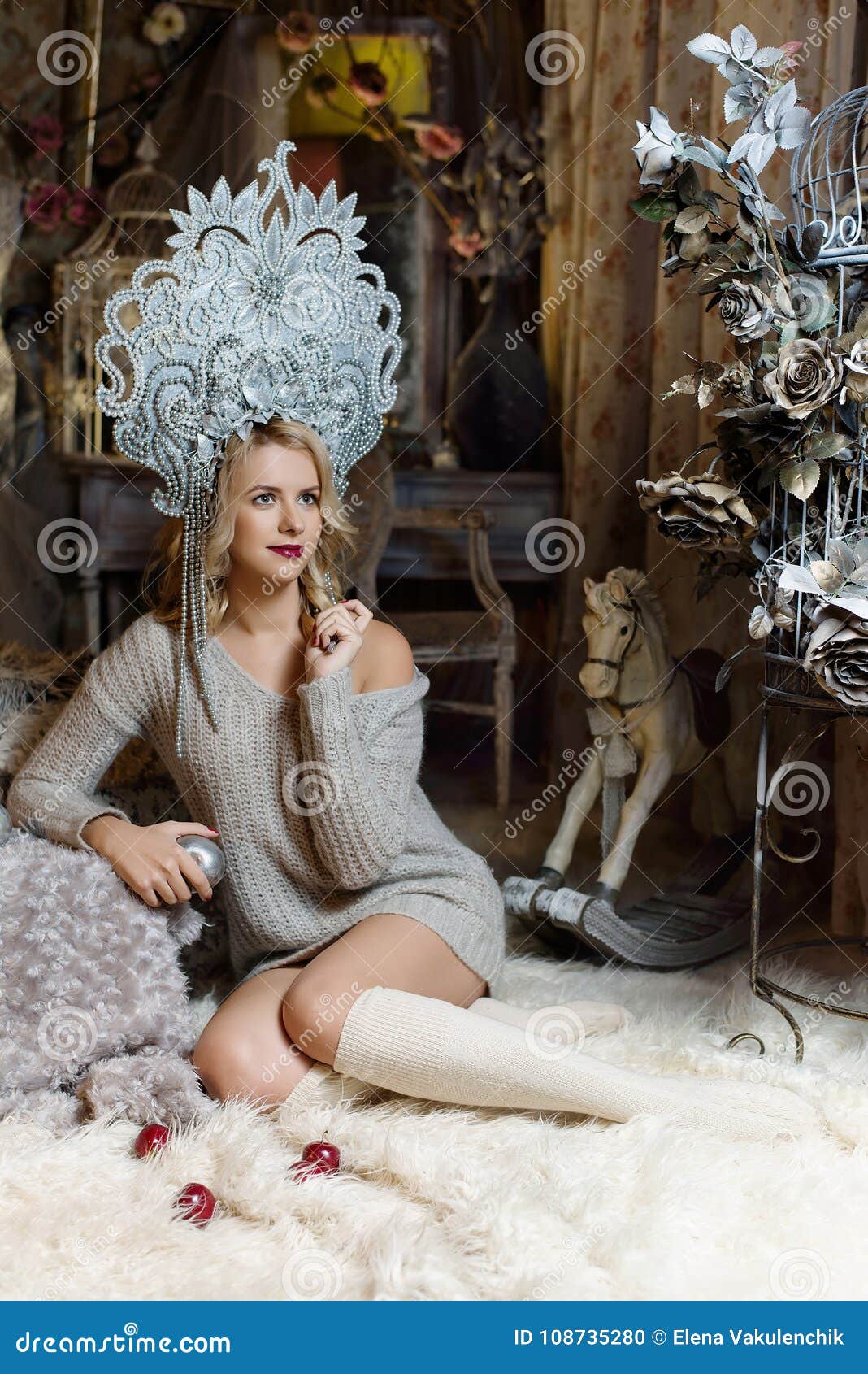 Young snow princess stock photo. Image of festival, kokoshnik - 108735280