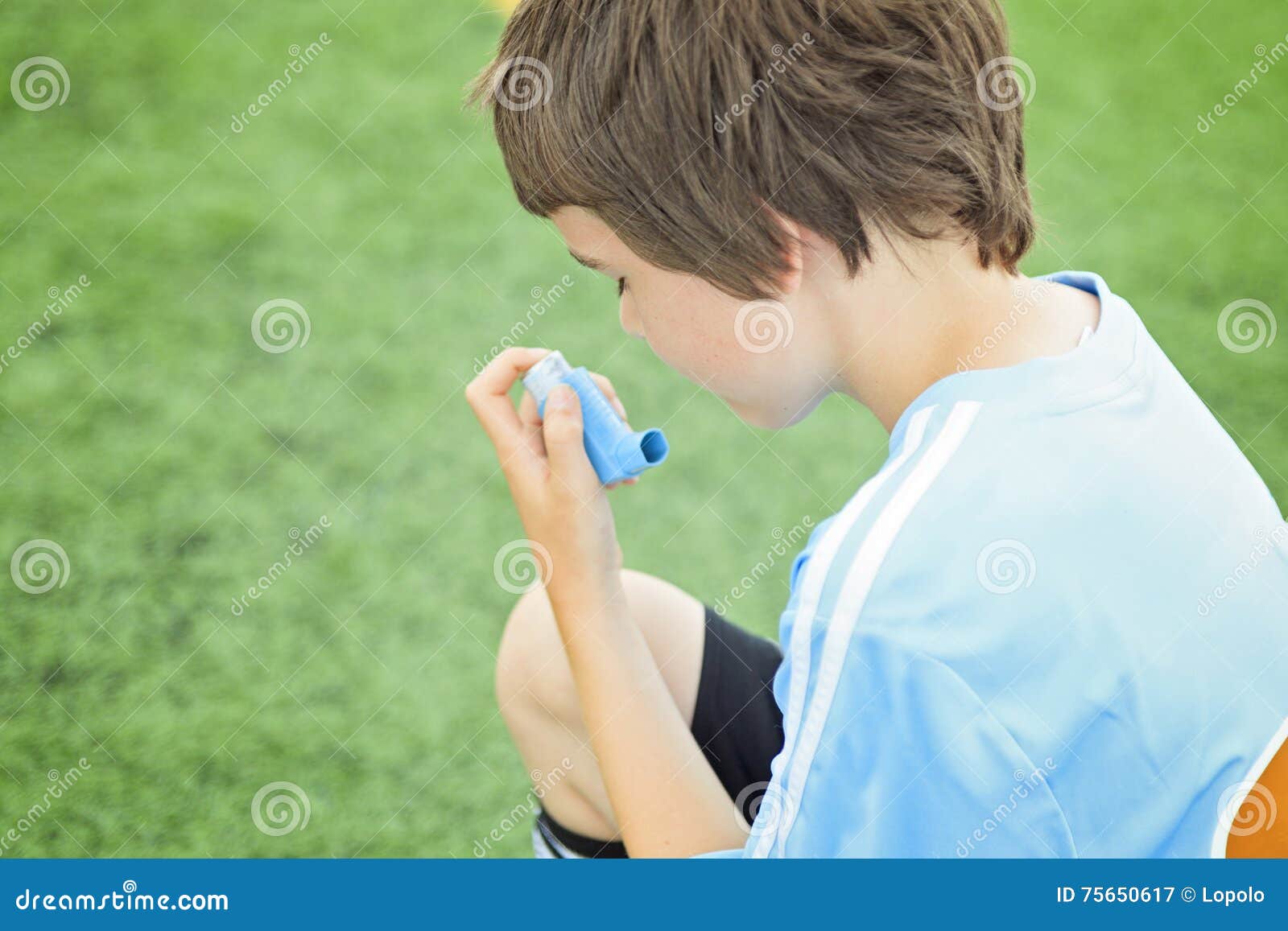 A Young Soccer Player Inhalator Stock Image - Image of focus, childhood ...
