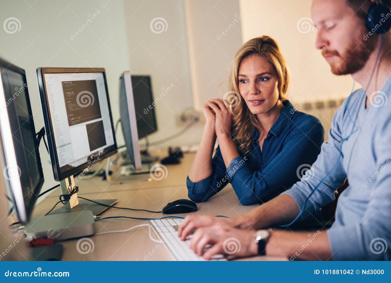Software Engineers Working on Project and Programming in Company Stock Photo - Image of language ...