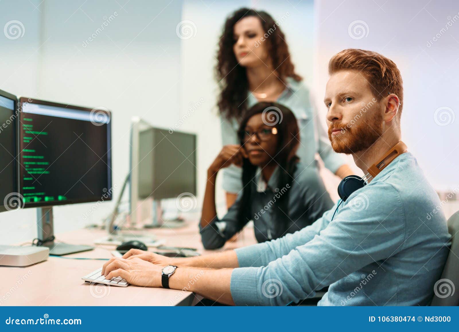 Software Engineers Working on Project and Programming in Company Stock ...