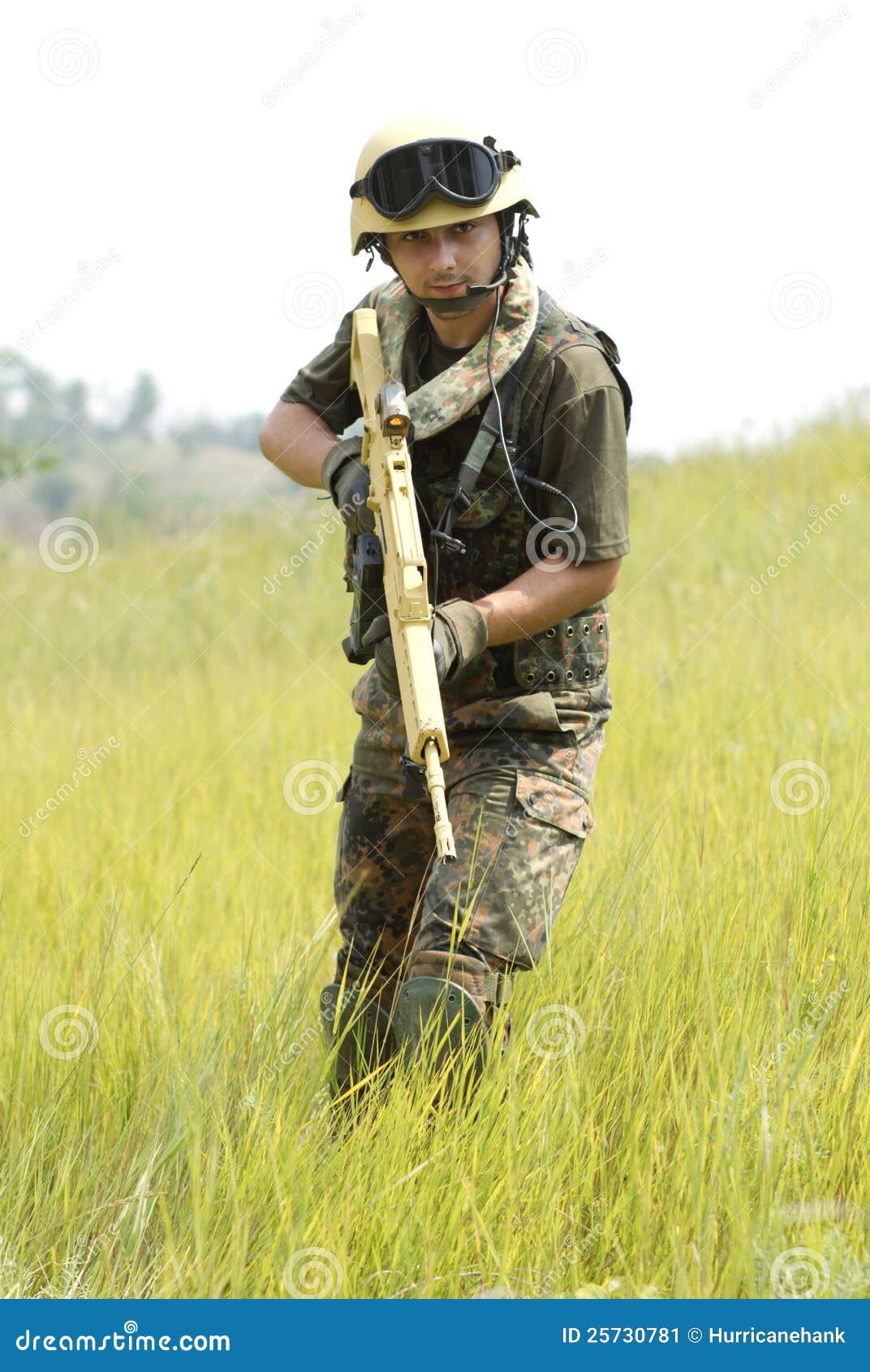 Young Soldier in Helmet with a Gun Stock Image - Image of aiming ...