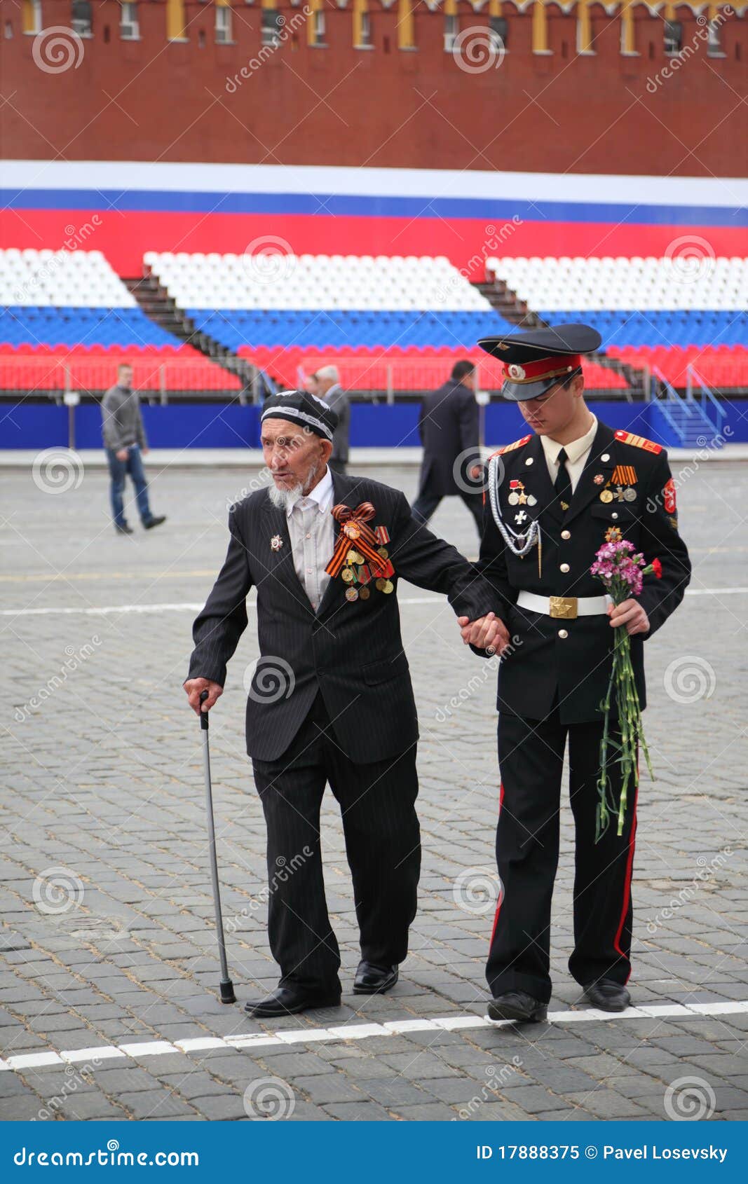 Young Soldier Helps Old Veteran To Walk Editorial Image - Image of ...