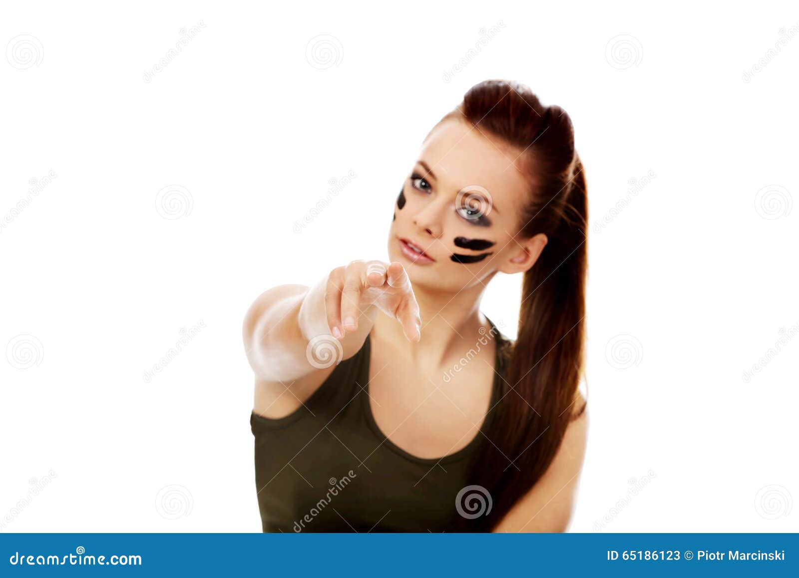 Young Soldier Woman Pointing at Camera Stock Image - Image of ...