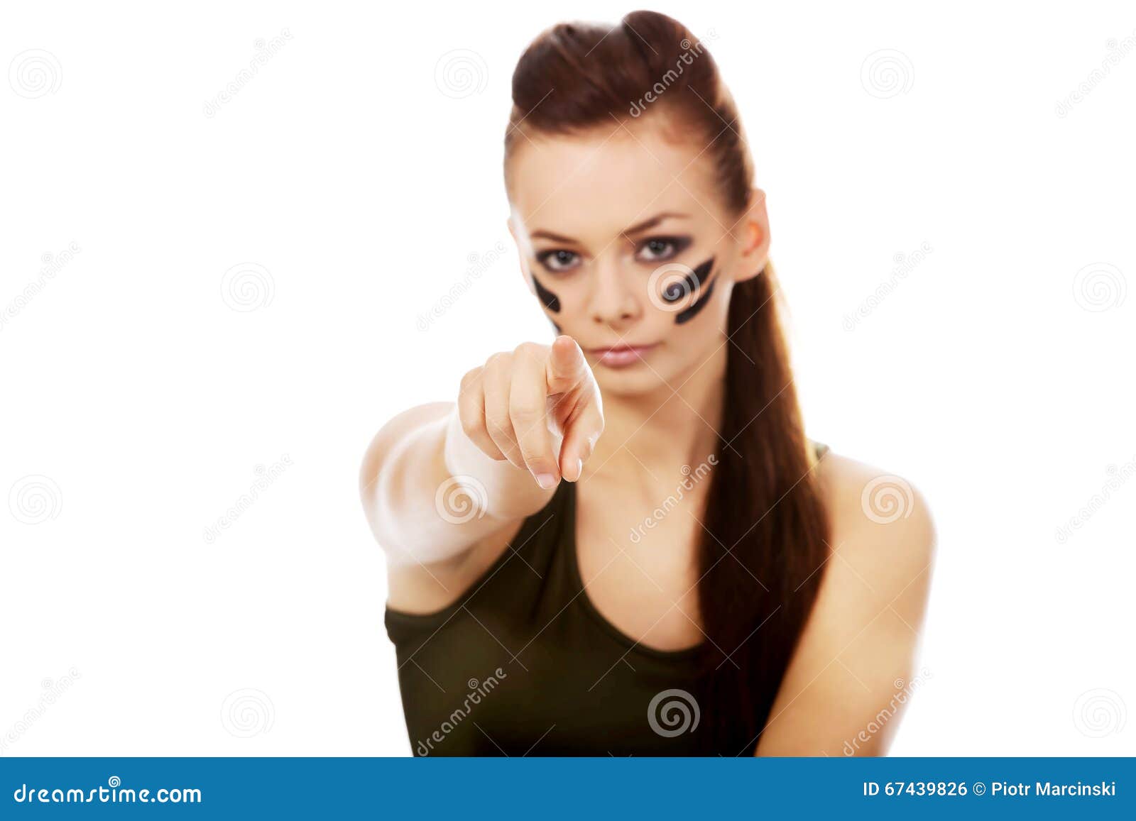 Young Soldier Woman Pointing at Camera Stock Photo - Image of beautiful ...
