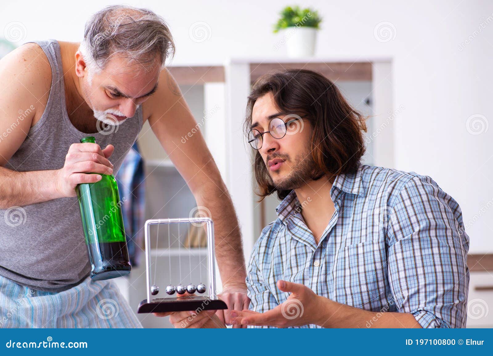 Young Son Student and Dad Alcoholic Stock Photo - Image of booze, drunk ...