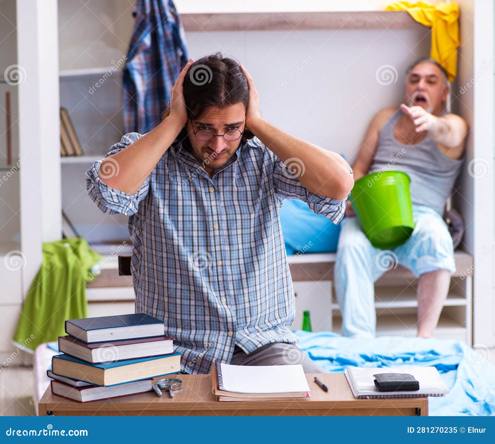 Young Son Student and Dad Alcoholic Stock Image - Image of parent ...