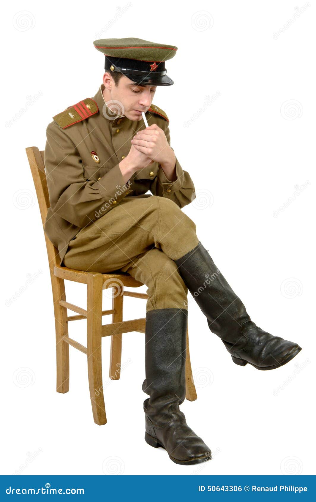 A Young Soviet Officer Smoking a Cigarette Stock Photo - Image of ...