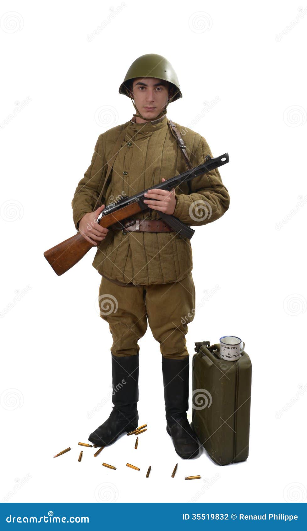 Young Soviet Soldier with His Ppsh 41 Stock Photo - Image of soldier ...