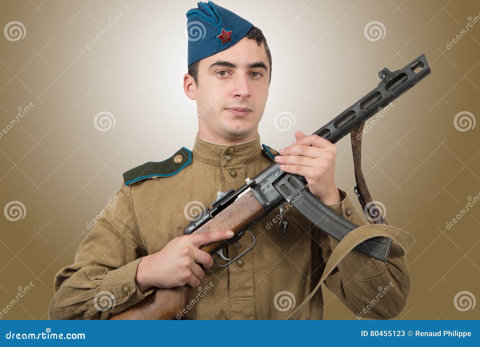 Young Soviet Soldier with Machine Gun , Ww2 Stock Image - Image of ...
