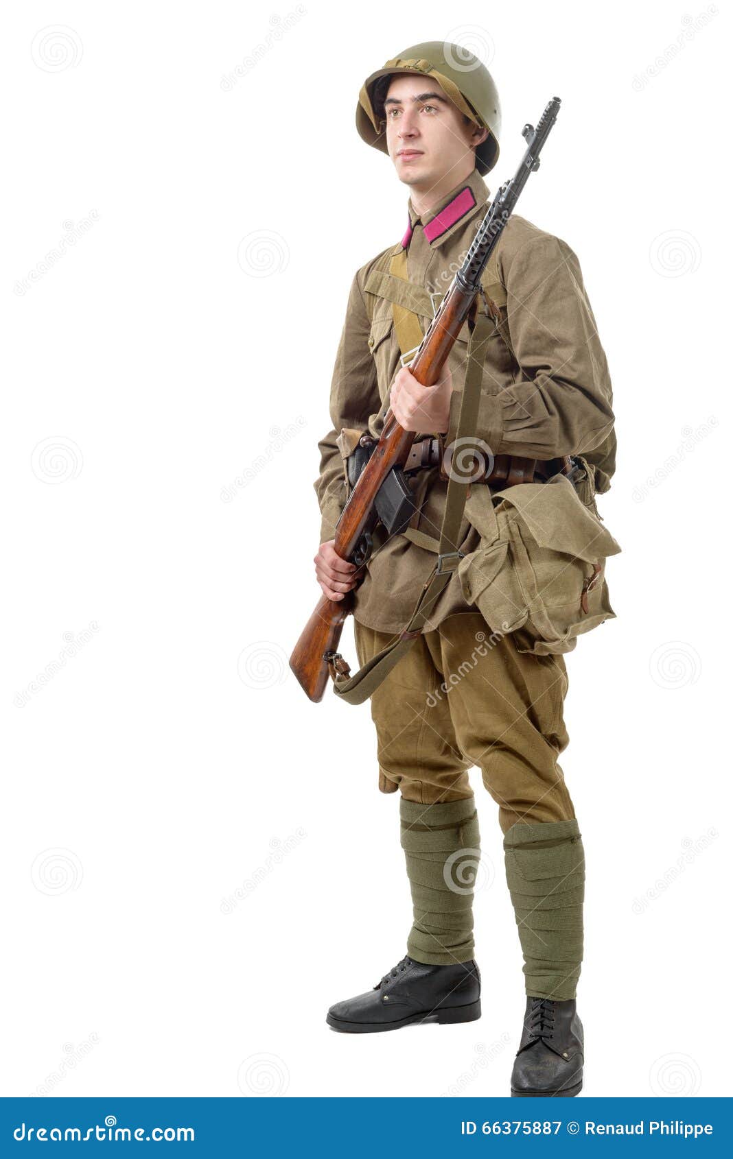 Young Soviet Soldier with Rifle on the White Background Stock Image ...