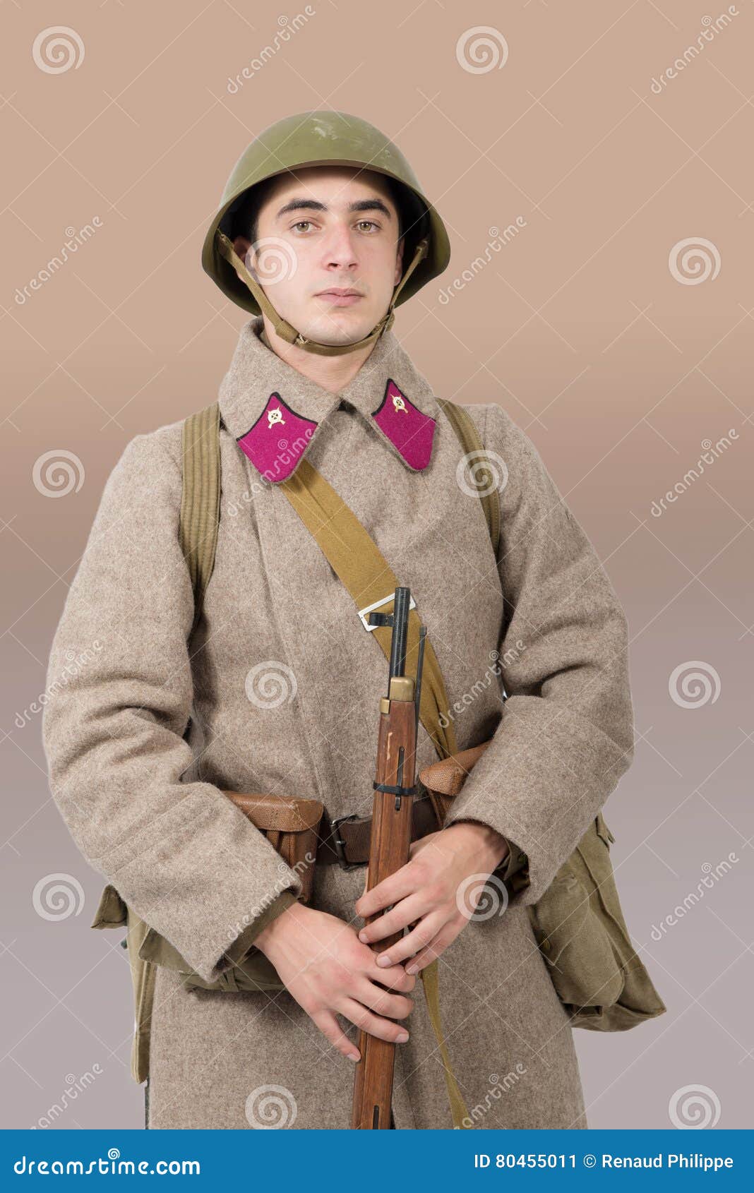 Young Soviet Soldier with Winter Uniform Stock Image - Image of history ...
