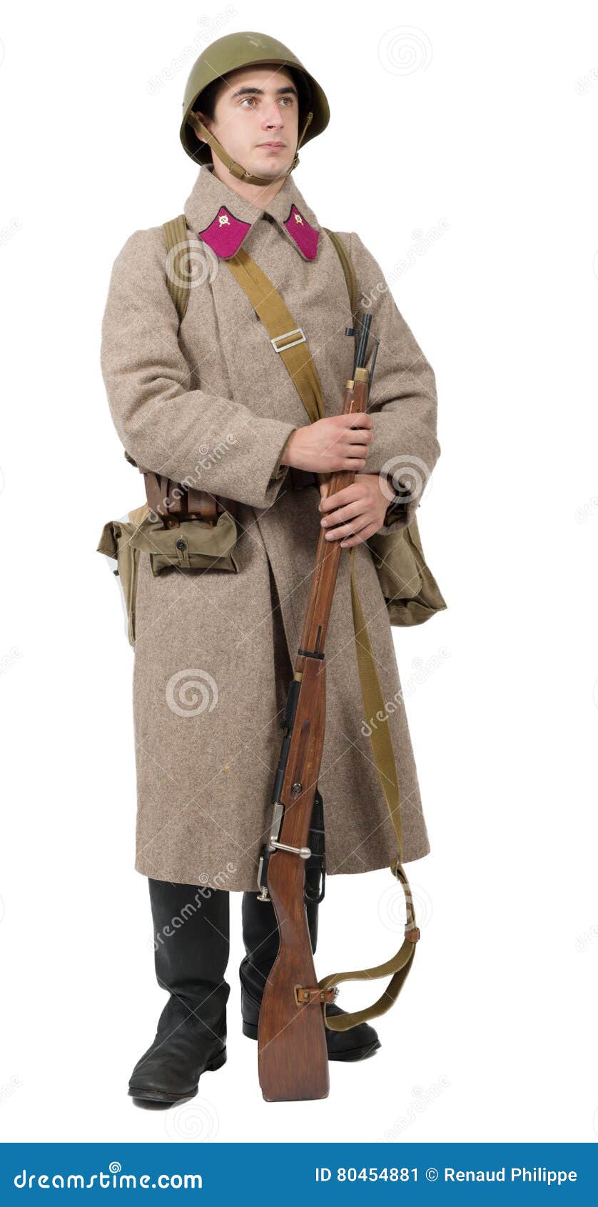 Young Soviet Soldier with Winter Uniform on the White Backgroun Stock ...