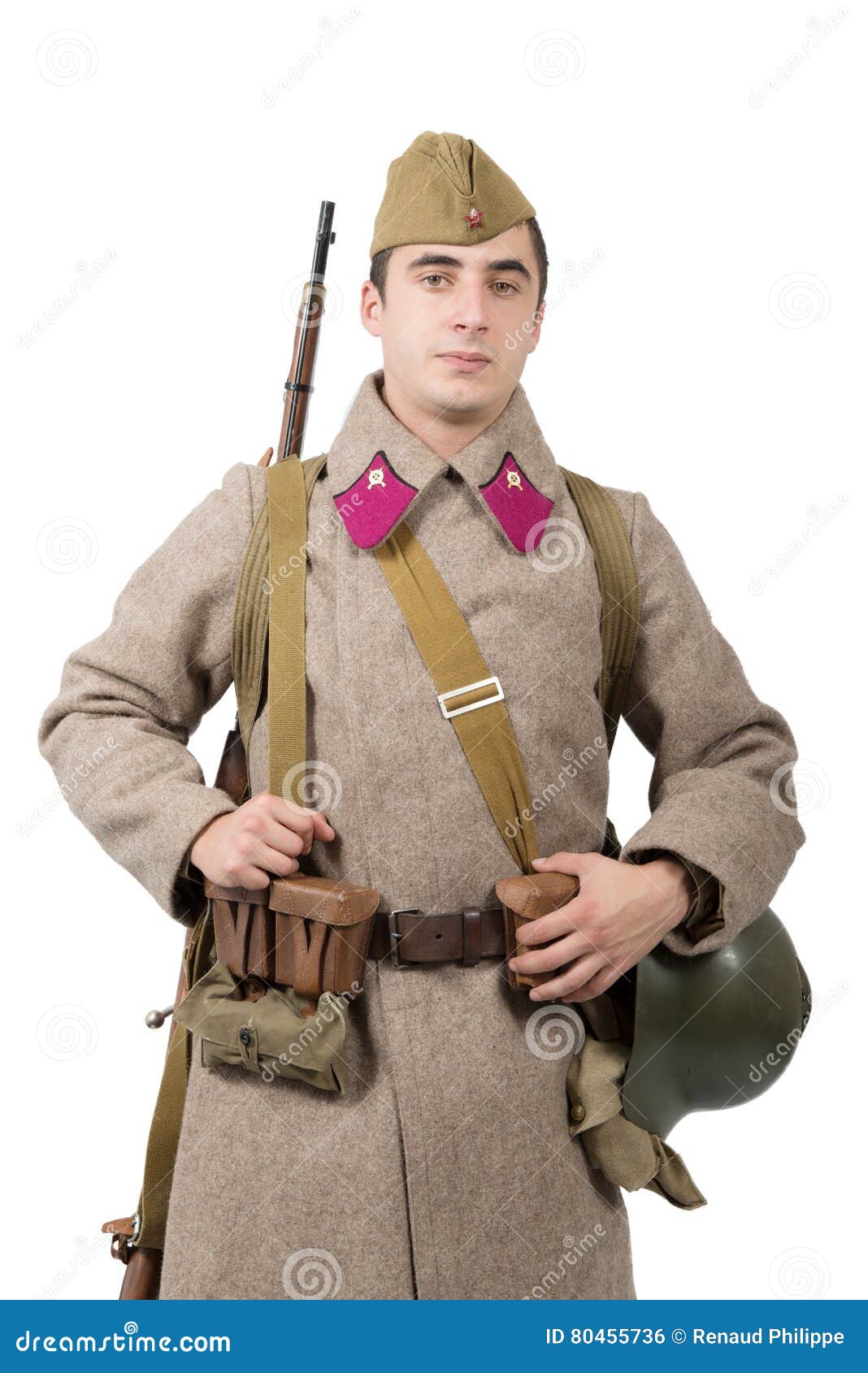 Young Soviet Soldier with Winter Uniform on the White Backgroun Stock ...