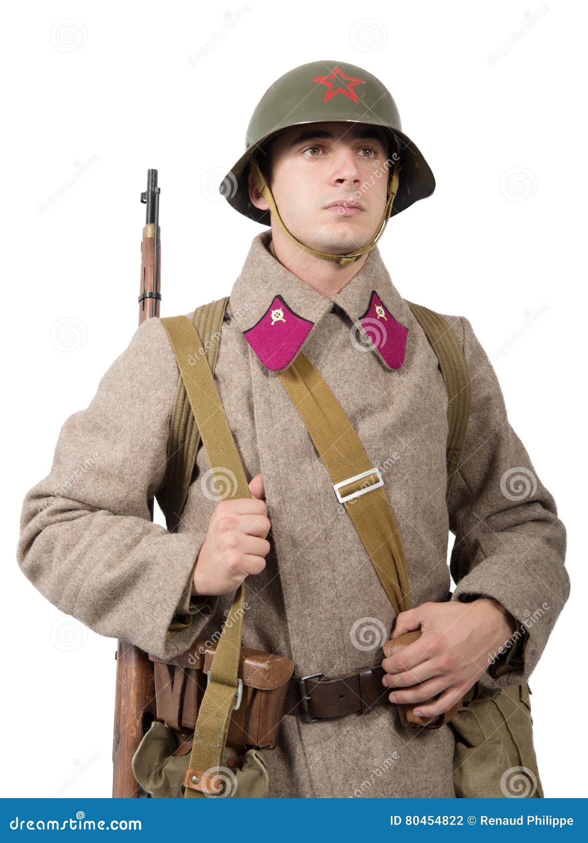 Young Soviet Soldier with Winter Uniform on the White Backgroun Stock ...