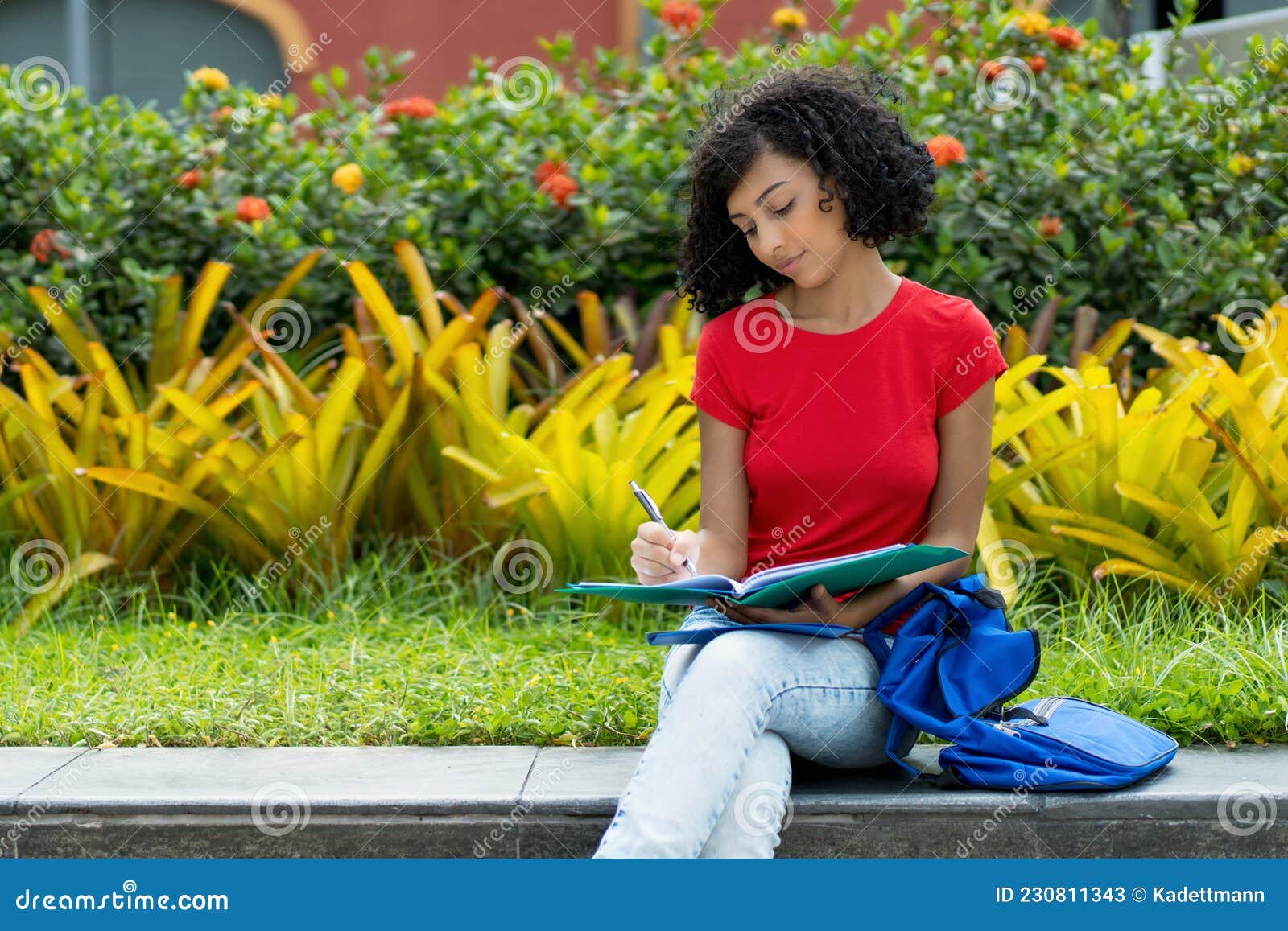 Young Spanish Female Student Learning at Campus Stock Image - Image of ...