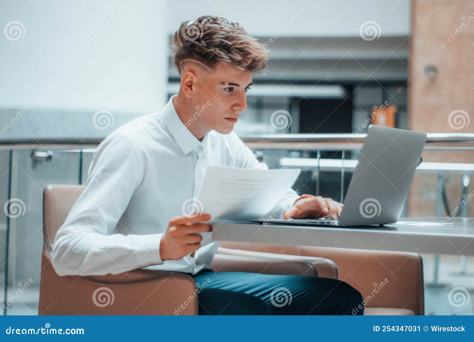Young Spanish Man Working on a Computer Stock Image - Image of ...