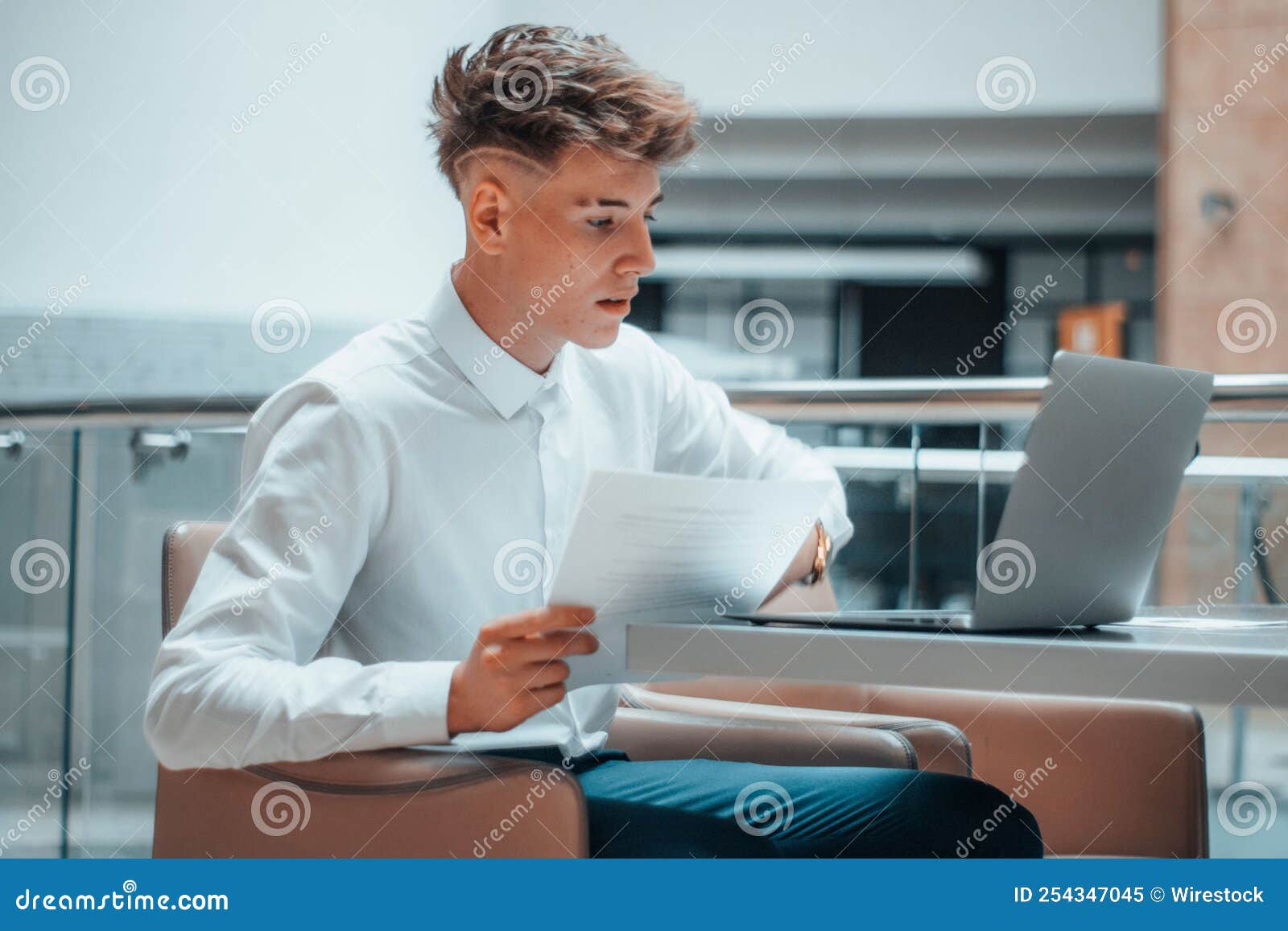Young Spanish Man Working on a Computer Stock Image - Image of internet ...