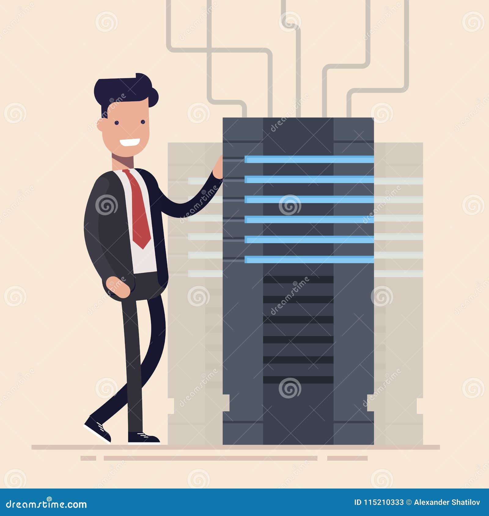 Young Specialist Stands Next To the Server Rack. the Concept of ...