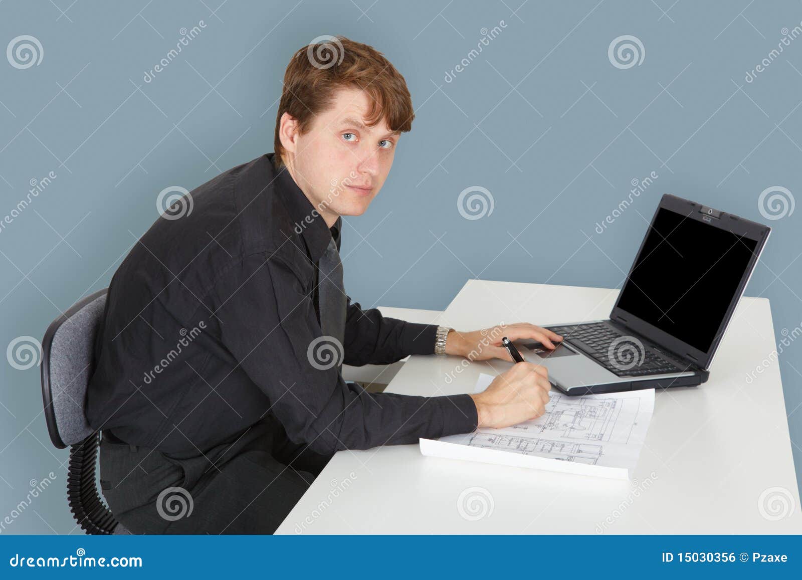 Young Specialist Working on Project in Office Stock Photo - Image of ...