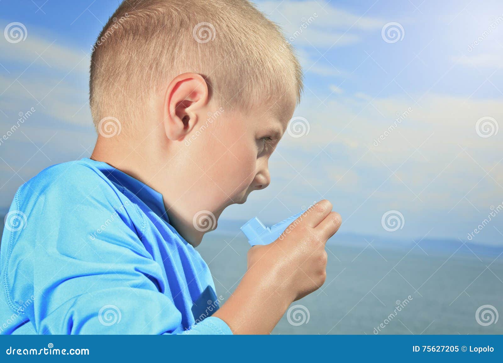 Young Sport Boy Using Inhaler Outside Stock Image - Image of outside ...