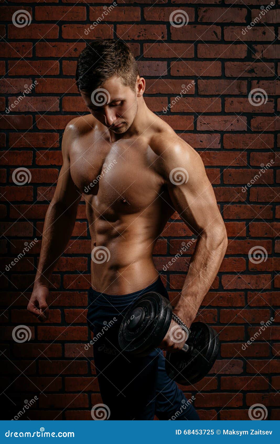 Young Sports Guy Trains the Biceps Stock Image - Image of power ...