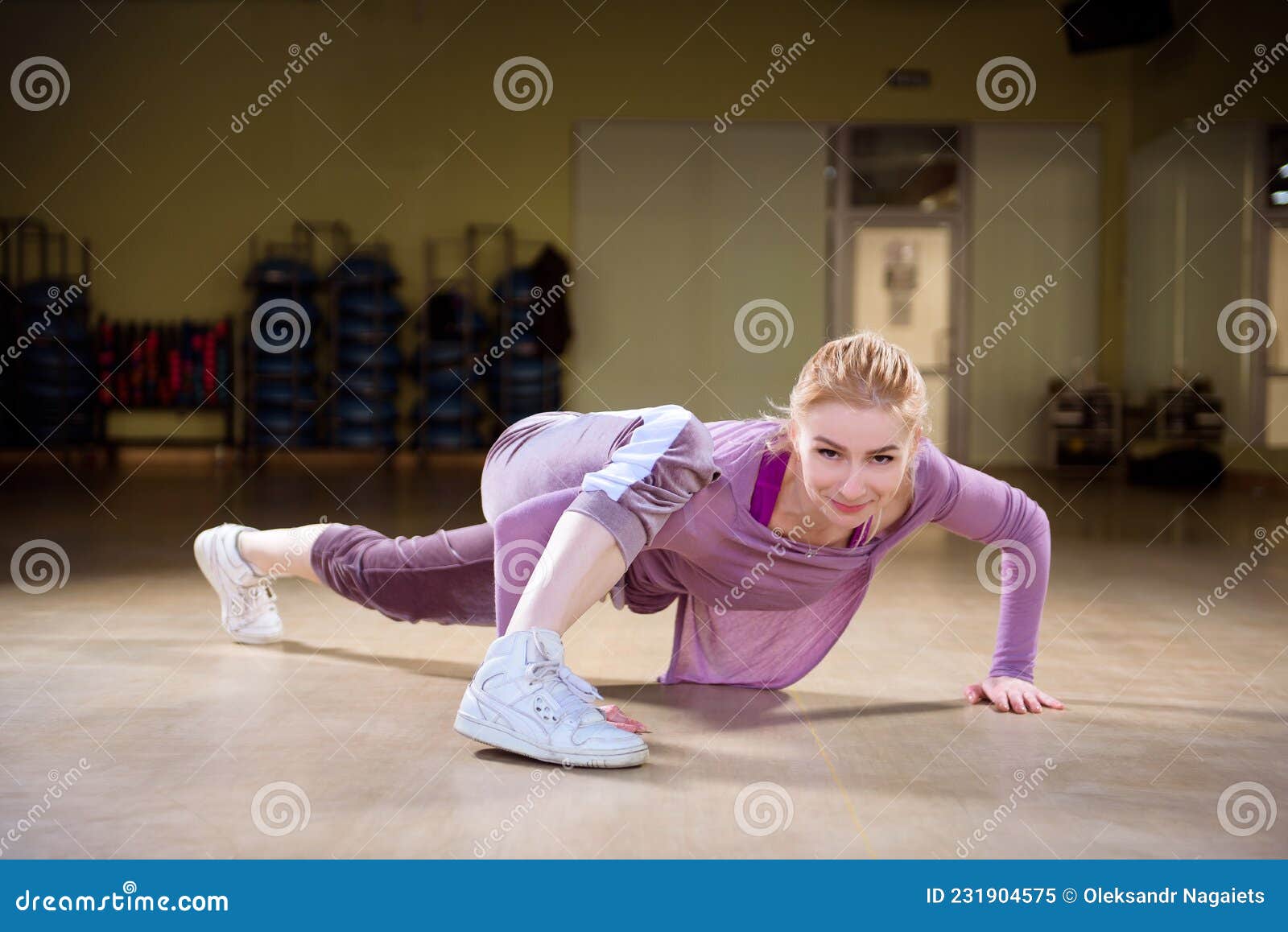 Young Sports Trainer Dancing in the Gym. Stock Image - Image of sport ...
