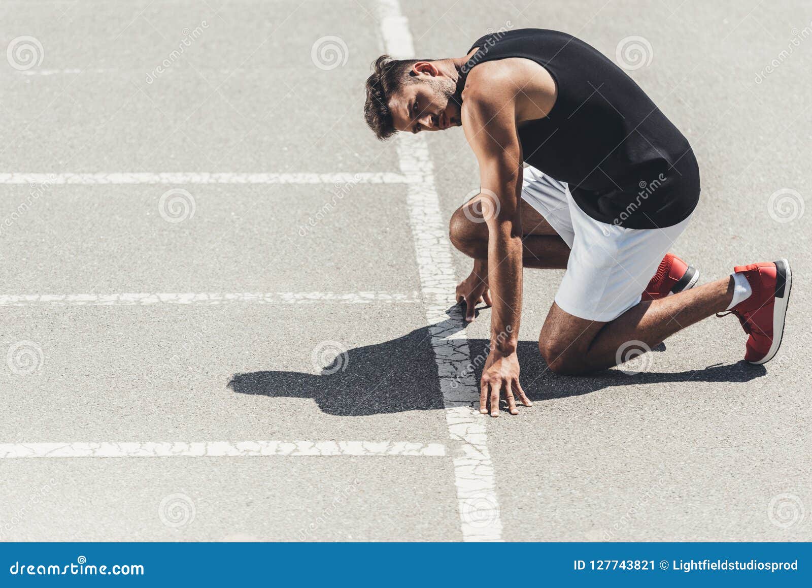 Young Sportsman on Low Start on Running Stock Image - Image of sport ...