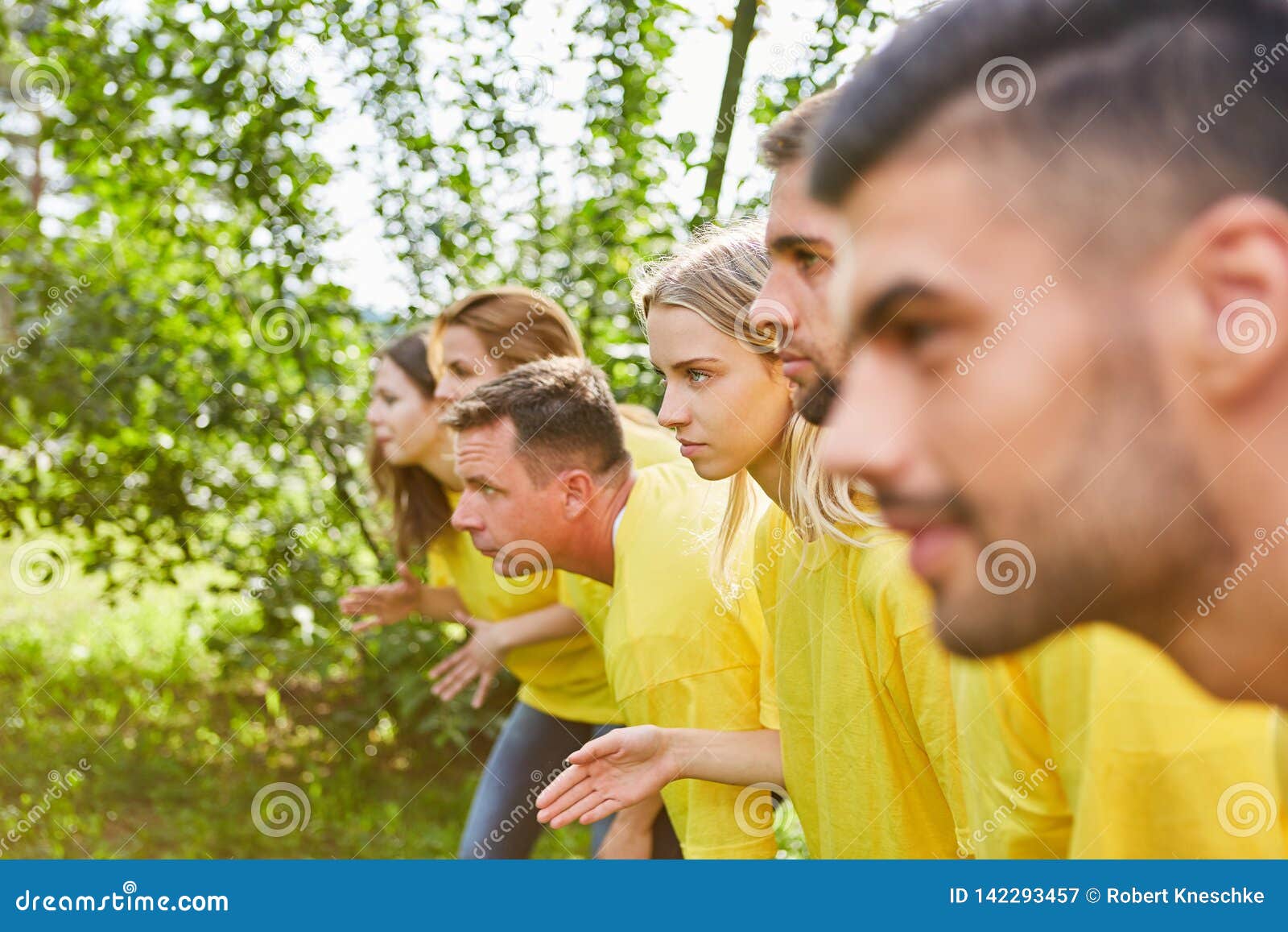 Young Sporty Team at the Start of Race Stock Image - Image of race ...