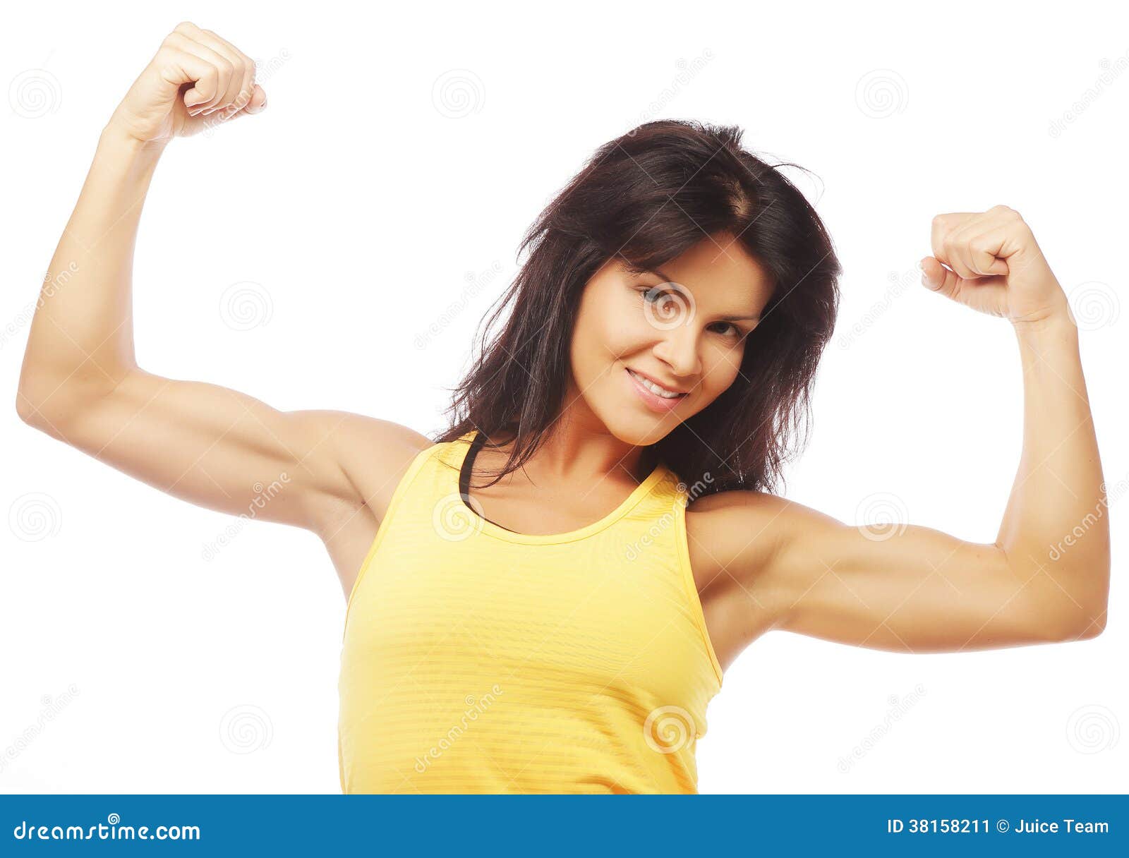 Young Sporty Woman Flexing Her Biceps Stock Image - Image of freshness ...