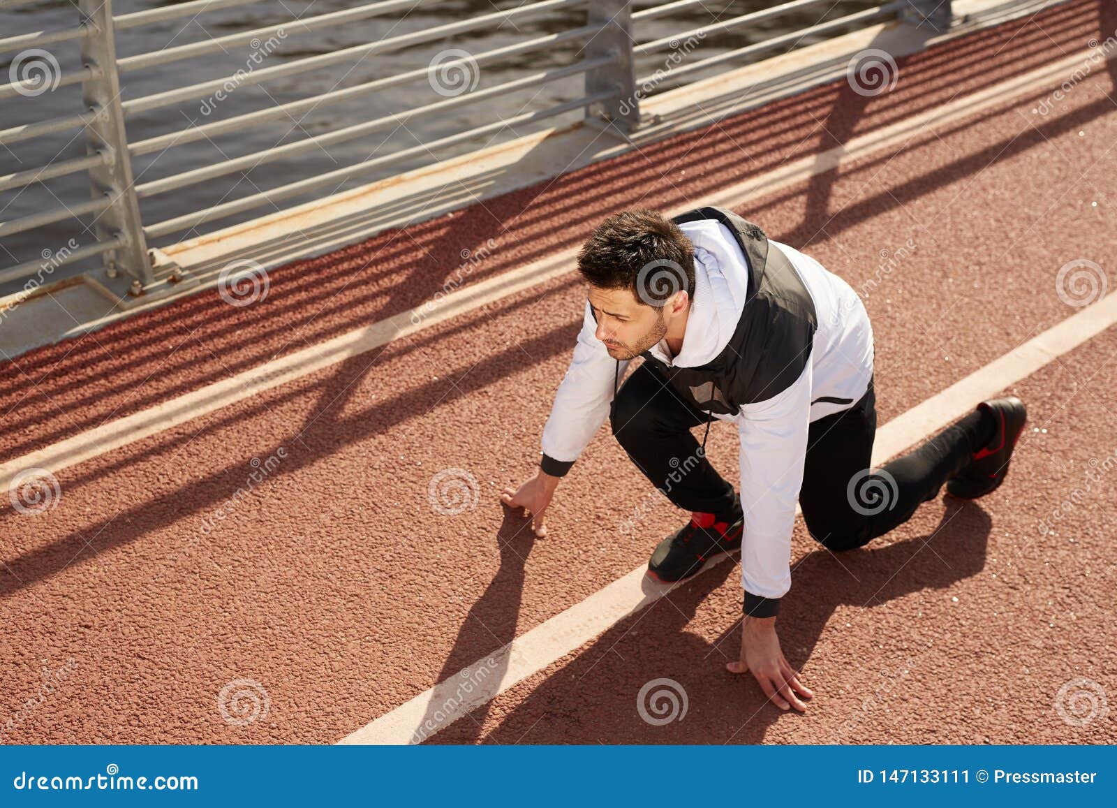 Sprinter on racetrack stock image. Image of activewear - 147133111