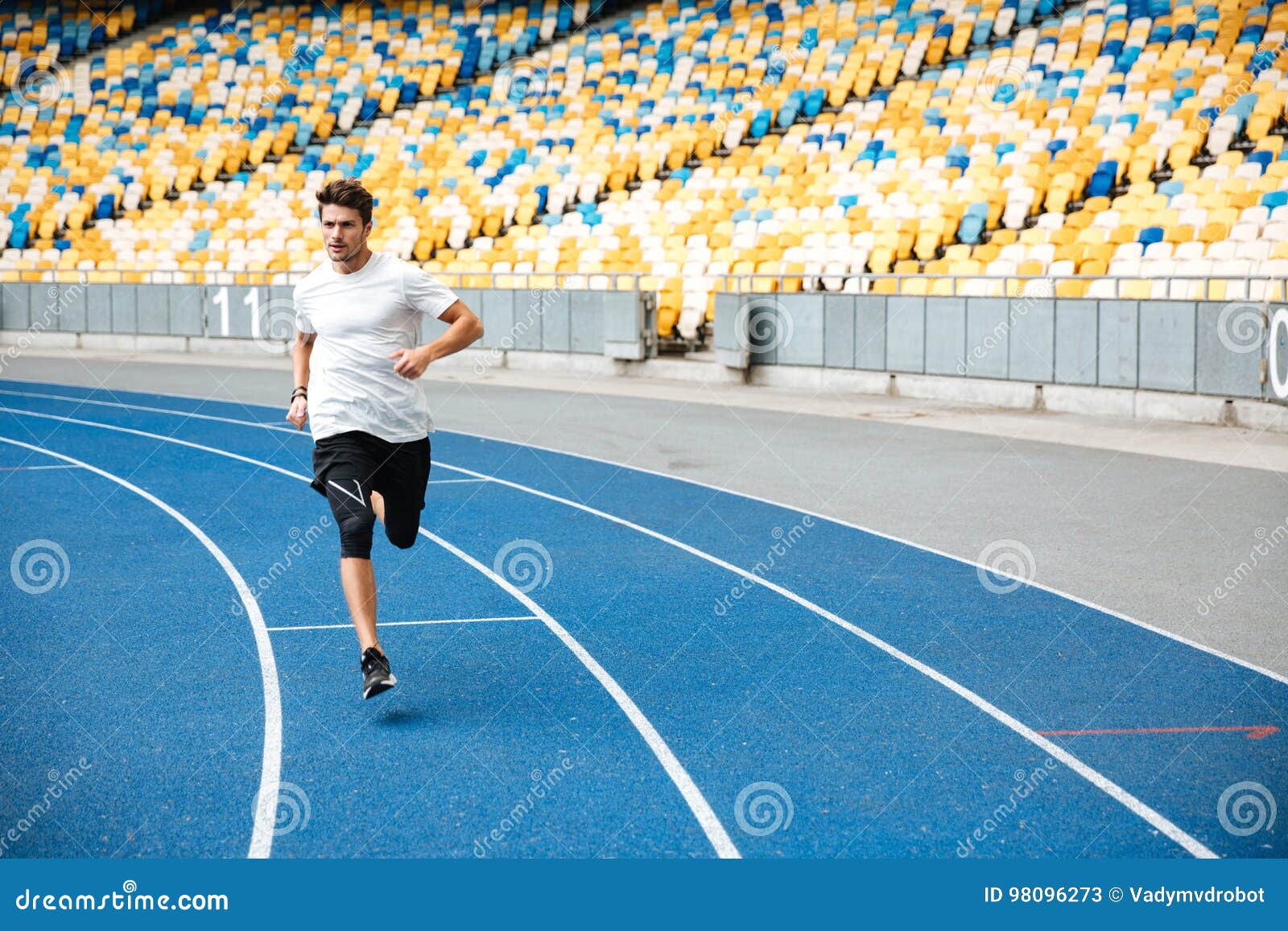 Young Sprinter Running on Athletics Track Stock Image - Image of runner ...