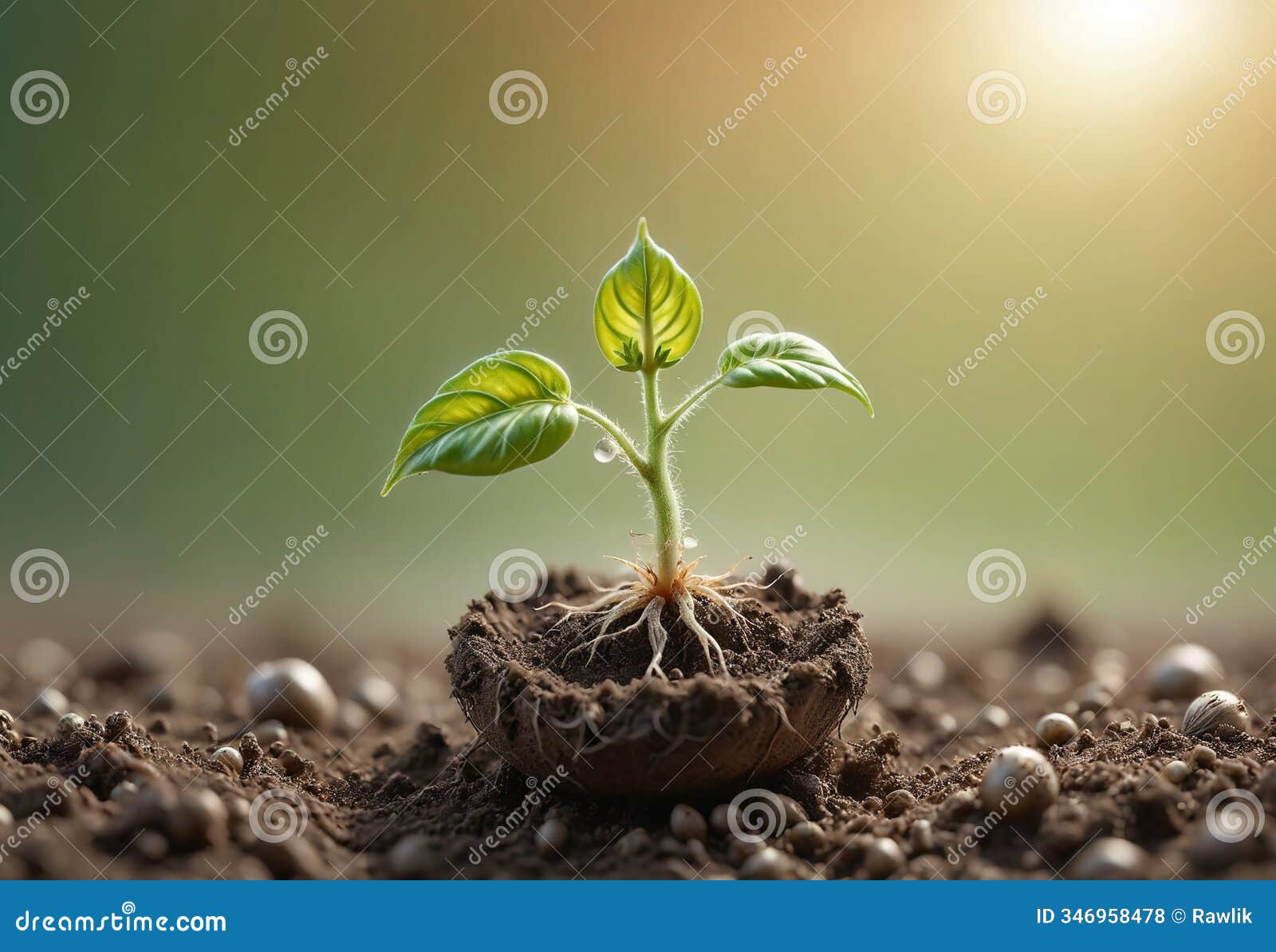 Young Sprout Growing from the Ground in Early Spring, Isolated on Light ...