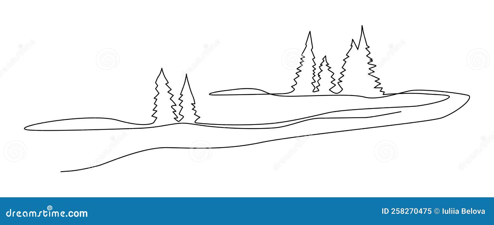 Young Spruce Trees in the Field. Landscape Stock Illustration ...