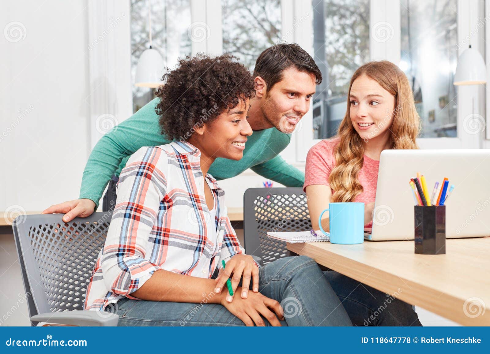 Start-Up Team Learns Together on a Laptop Computer Stock Photo - Image ...
