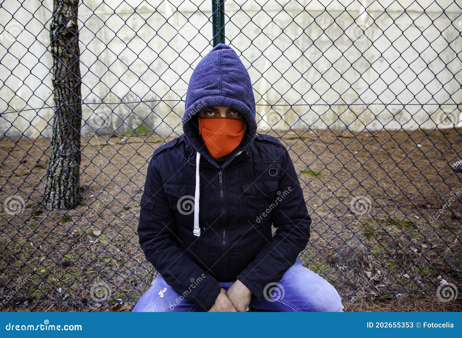 Young Street Gang with Mask Stock Image - Image of attack, back: 202655353