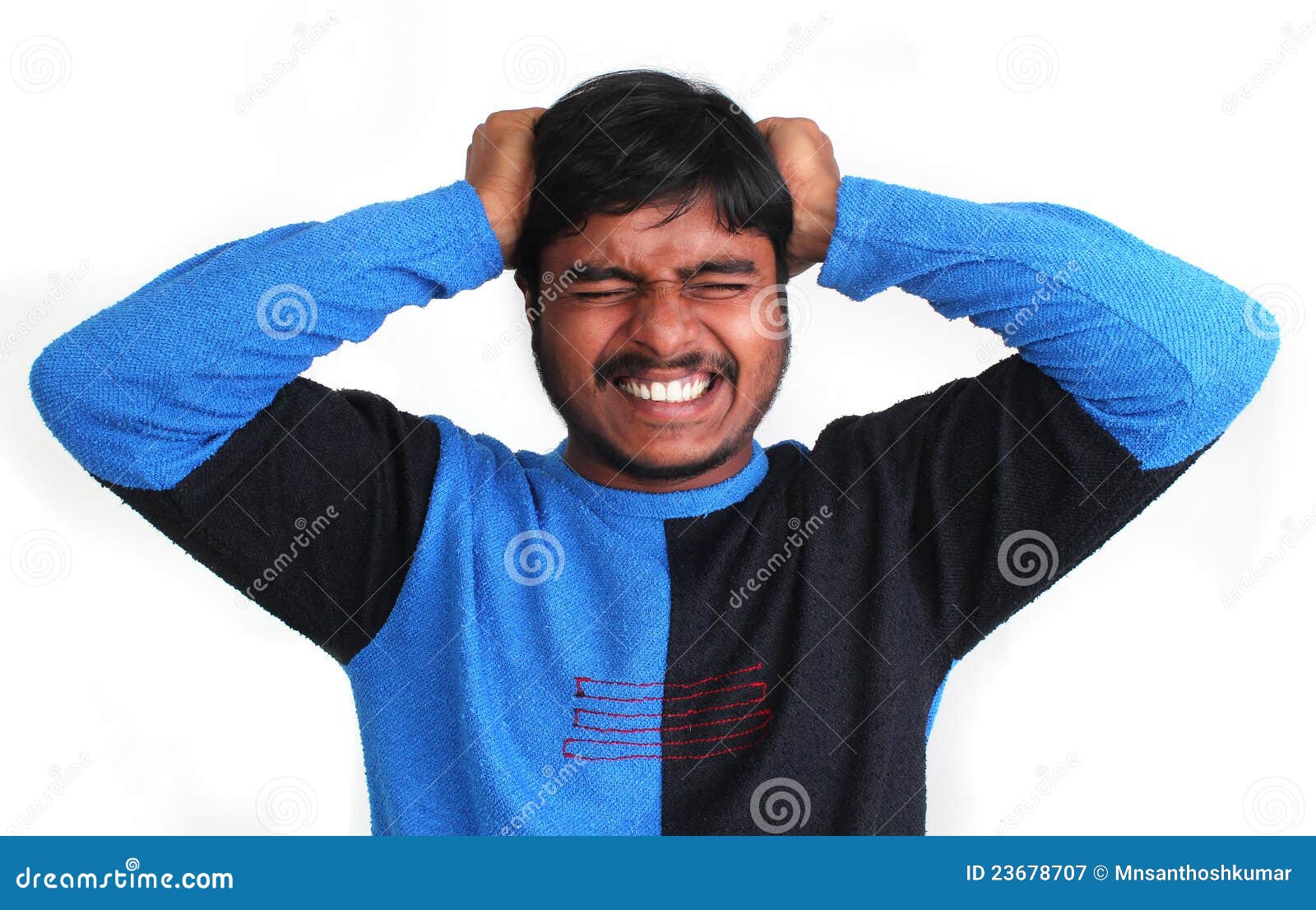 Young Stressed Indian Pulling His Hair Apart Stock Image - Image of ...