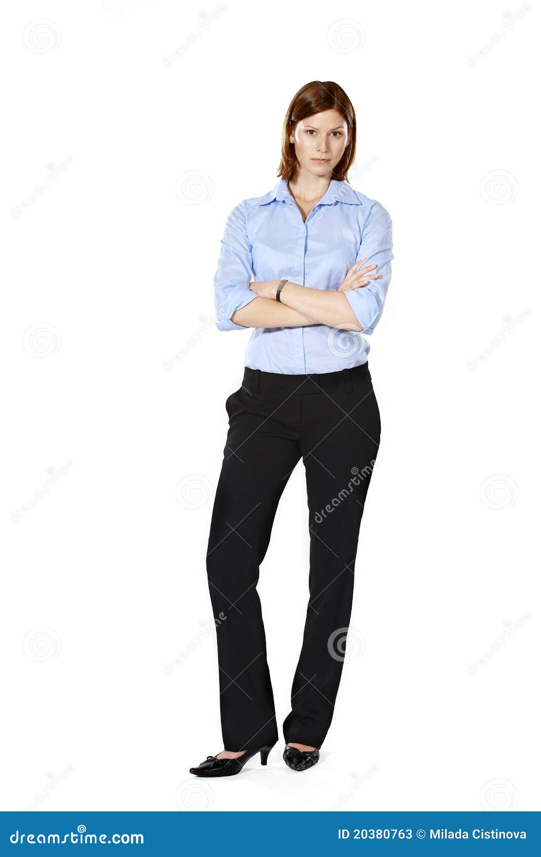 Young Strict Businesswoman in a Defensive Position Stock Image - Image ...